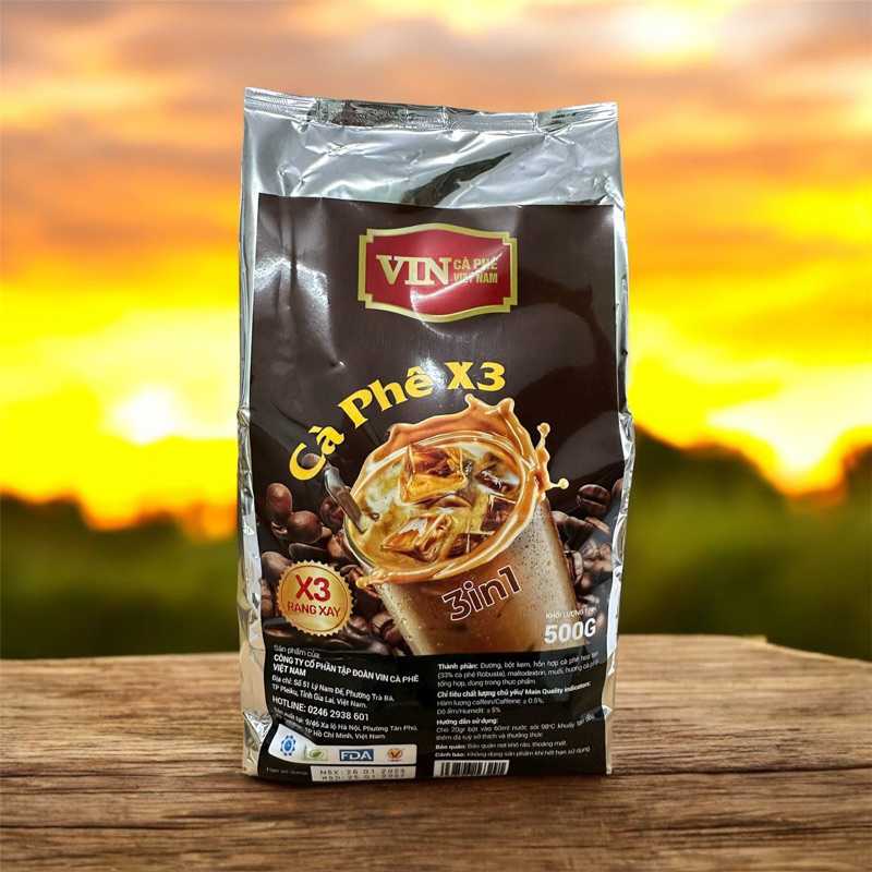 Cà phê rang xay X3 Gu mạnh ViN (500gr) date mới | Shopee Việt Nam