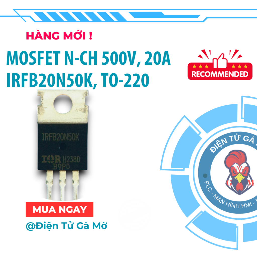 [1 CON] Mosfet N-Channel Kênh N IRFB20N50K 20N50 500V, 20A TO-220 Mới Nhập Khẩu | Shopee Việt Nam