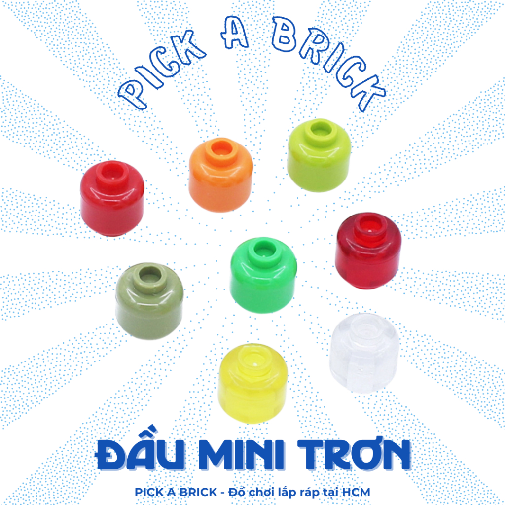 [GK025] Combo 10 Đầu mini trơn bóng đèn - Đồ chơi lắp ráp xếp hình PAB gạch MOC minifigure 3626 ...