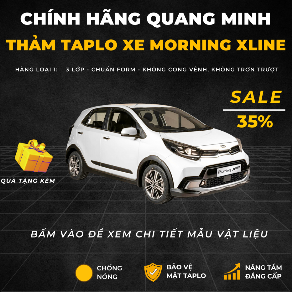 Thảm taplo ô tô, thảm taplo Kia Morning 2021 - 2025 (bản Xline) da carbon chính hãng QMCAR ...
