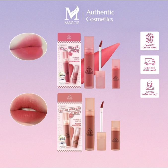 Set Son Kem 3ce Blur Water Tint - 1 cây full size + tặng cây size mini ...