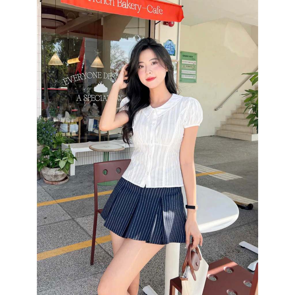 Áo MARIA - Áo kiểu phối ren cổ sen tay phồng | Shopee Việt Nam