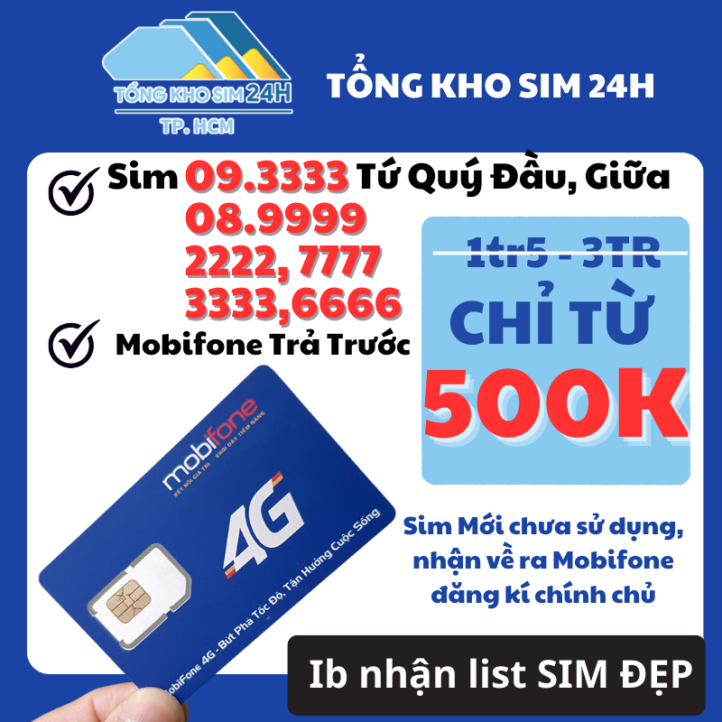 [Sale còn 500k] Sim Mobifone Số Đẹp Tứ quý Giữa Kế Đuôi 6666, 7777, 3333 [ĐKCC + ESIM tại ...