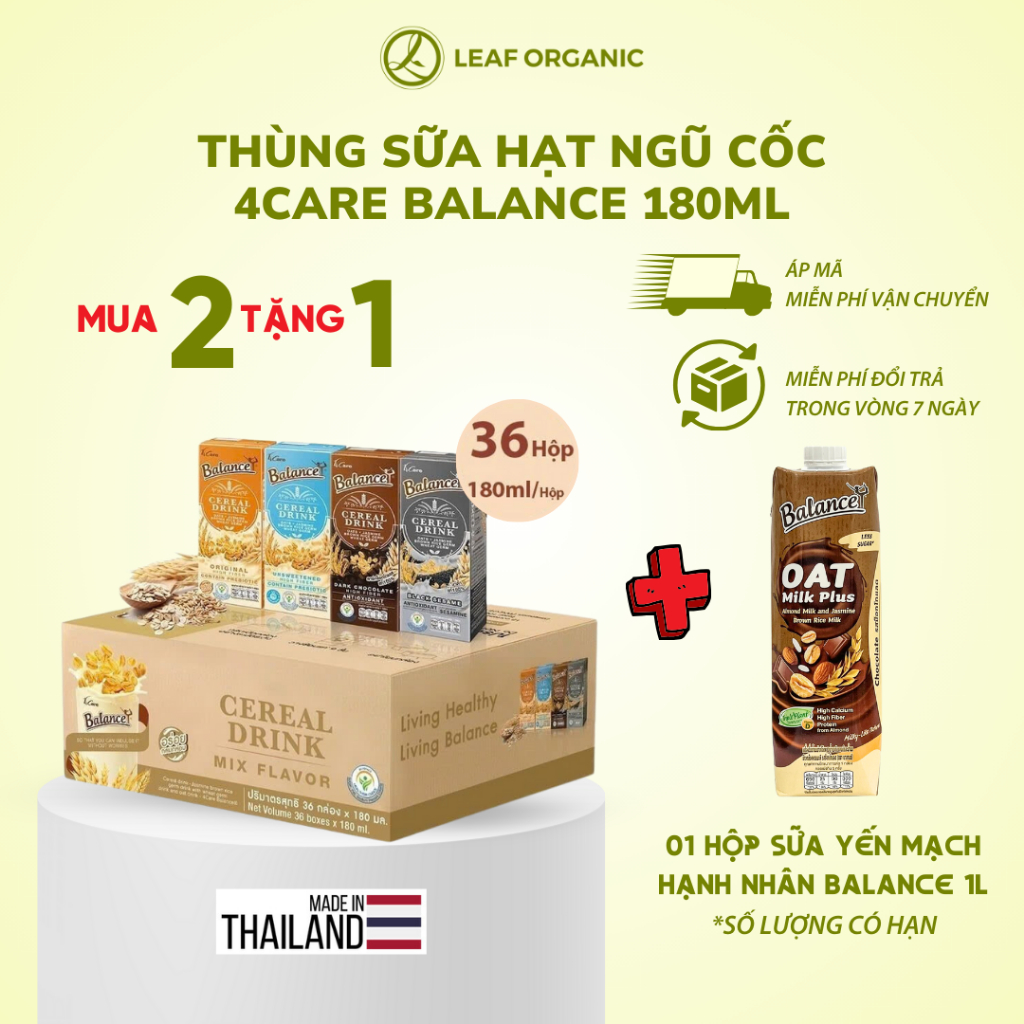 THÙNG 36 HỘP SỮA HẠT NGŨ CỐC 4CARE BALANCE 180ML | Shopee Việt Nam