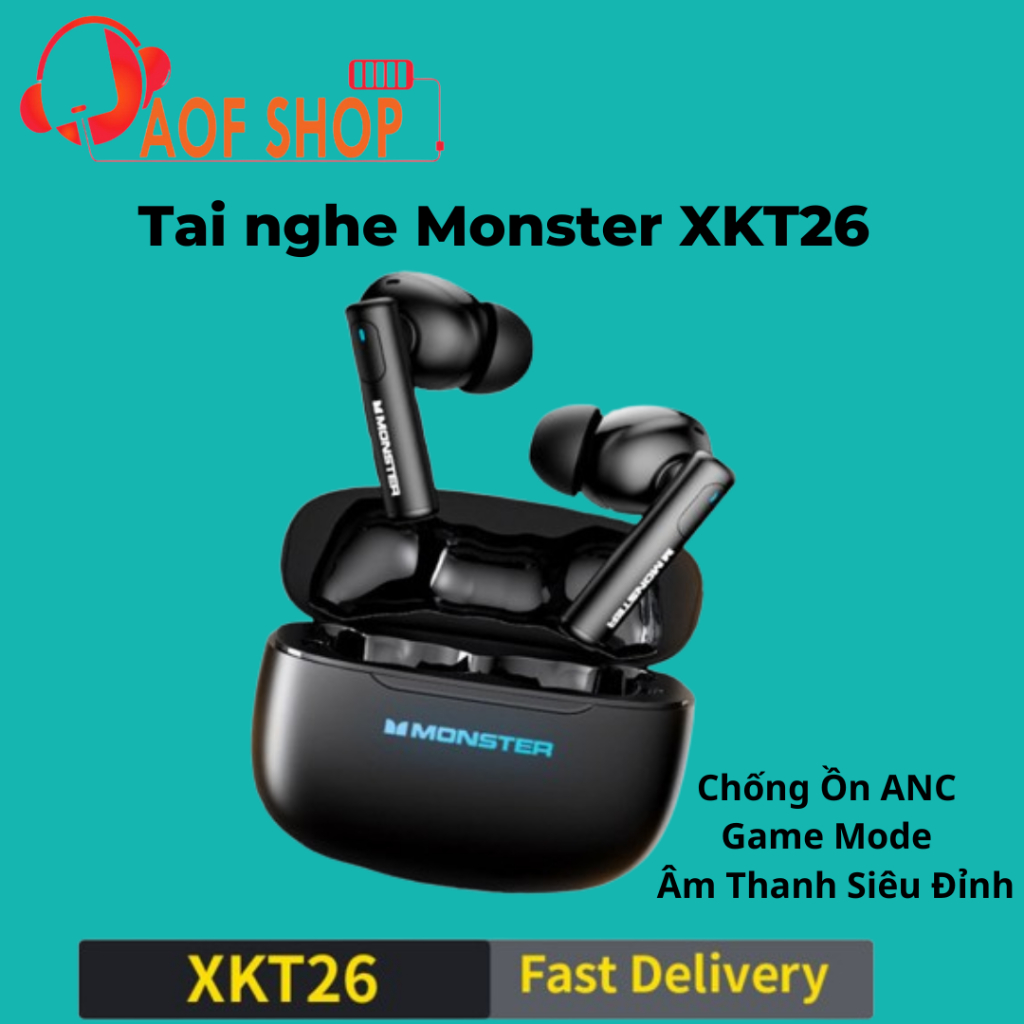 Tai Nghe Bluetooth Monster XKT26 - Chống Ồn ANC - Game Mode - Âm Thanh ...