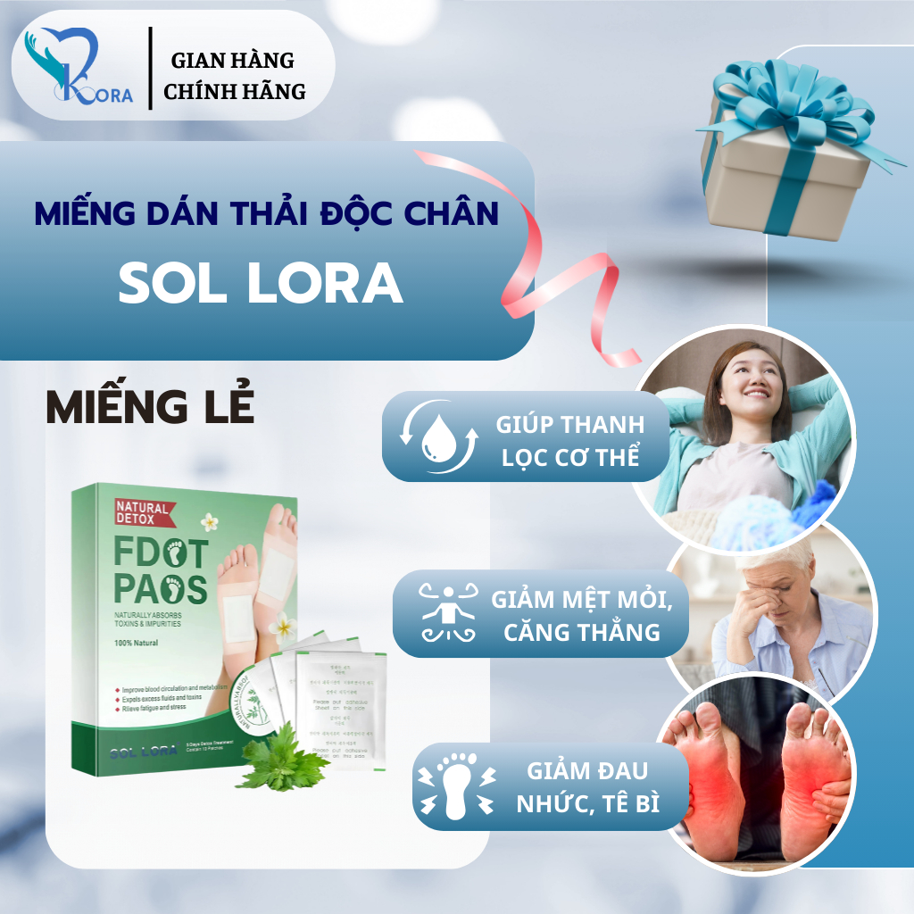 [Lẻ] Miếng Dán Thải Độc Chân Thảo Mộc Sol Lora - Hỗ Trợ Thải Độc, Thư ...