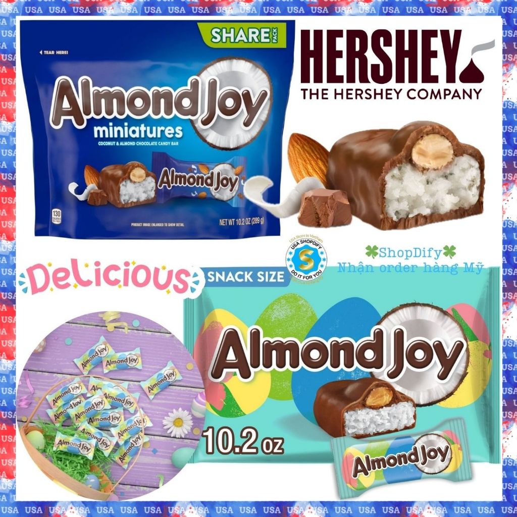 Socola Mỹ Dừa Hạnh Nhân HERSHEY ALMOND JOY Miniatures Coconut Almond ...