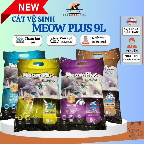 Cát vệ sinh cho mèo. Cát đất sét Meow MEOW PLUS thấm hút, khử mùi tốt. | Shopee Việt Nam
