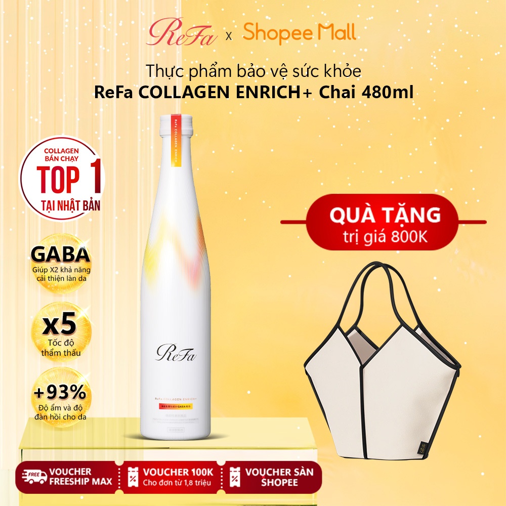 ReFa Collagen Enrich+ 480ml - Bổ sung collagen và Vitamin C, công nghệ GABA hỗ trợ trẻ hoá da ...