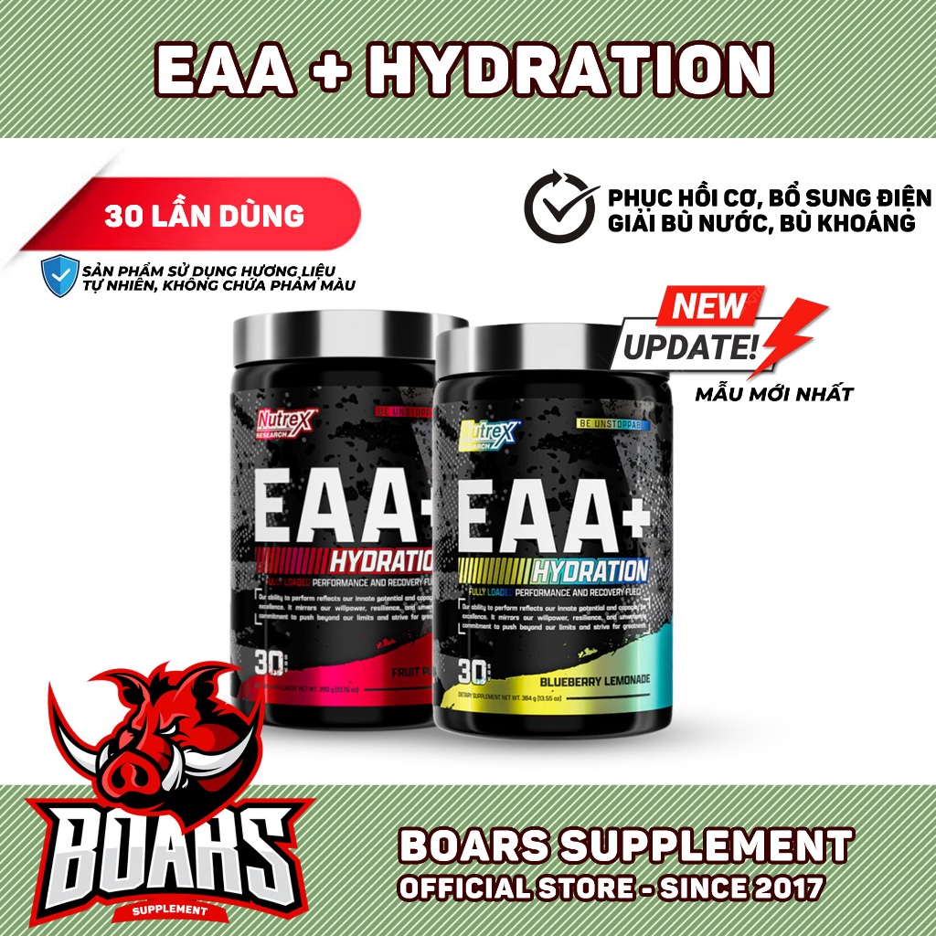 NUTREX EAA + HYDRATION, EAA BCAA & ĐIỆN GIẢI BÙ NƯỚC, BÙ KHOÁNG, PHỤC HỒI, PHÁT TRIỂN C Ơ BẮ P ...