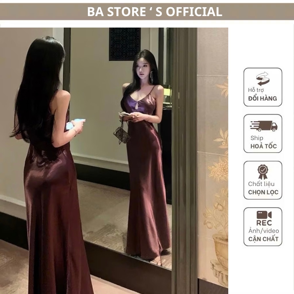 Đầm Lụa Hai Dây Dáng Dài Đuôi Cá,Váy Nữ Dự Tiệc Khoét Ngực Giọt Nước TH236 | Shopee Việt Nam