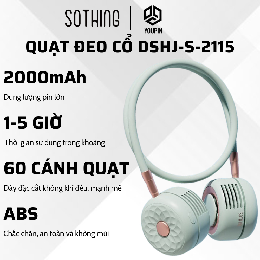 Quạt Đeo Cổ Tích Điện Sothing DSHJ-S-2115 Mini - Dung Lượng Pin Lớn Sử Dụng 5 Giờ, Gấp Gọn Tiện ...