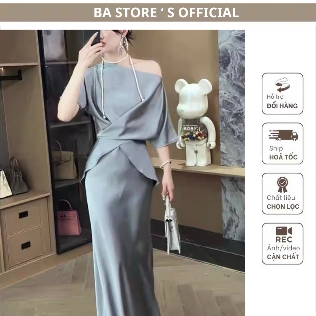 Set Lụa Buộc Eo kèm Chân Váy Ôm Dáng Dài Sang Trọng Thanh Lịch TH233 | Shopee Việt Nam