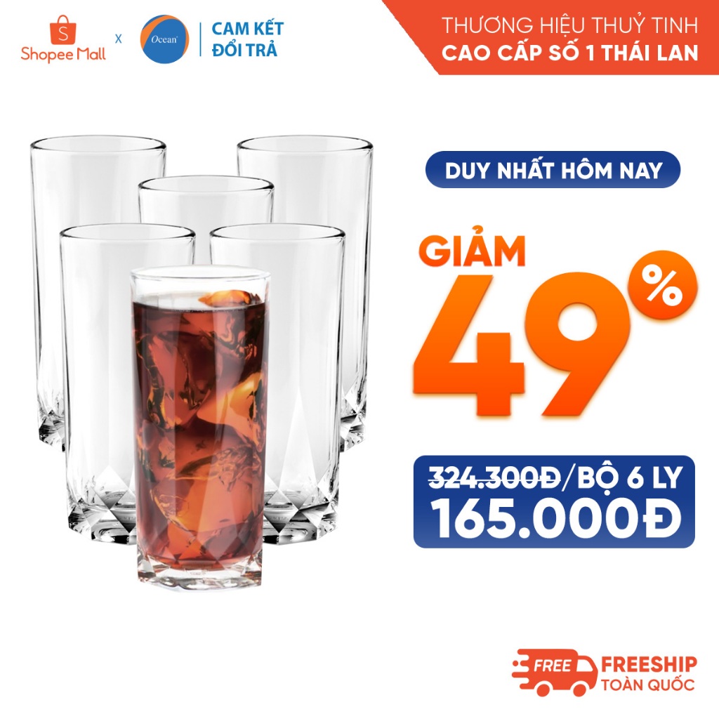 [Cam Kết Đổi Trả Nếu Bể Vỡ] Bộ 6 ly thủy tinh Ocean Connexion Hiball ...