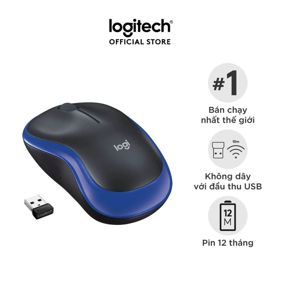 Chuột không dây Logitech M185 - USB, nhỏ gọn, thuận cả 2 tay, phù hợp PC/Laptop | Shopee Việt Nam