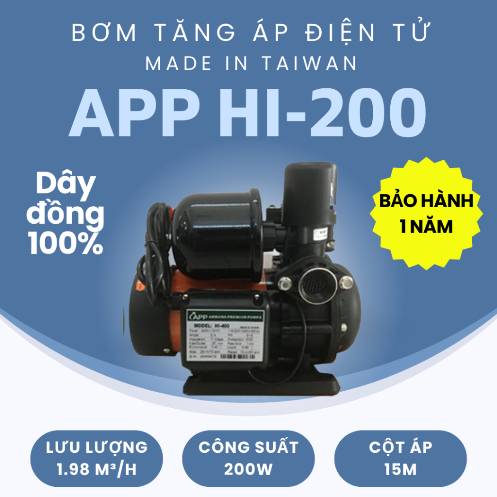 Máy bơm tăng áp điện tử APP Hi200 và Hi400 (Xài được nước nóng 100°C ...