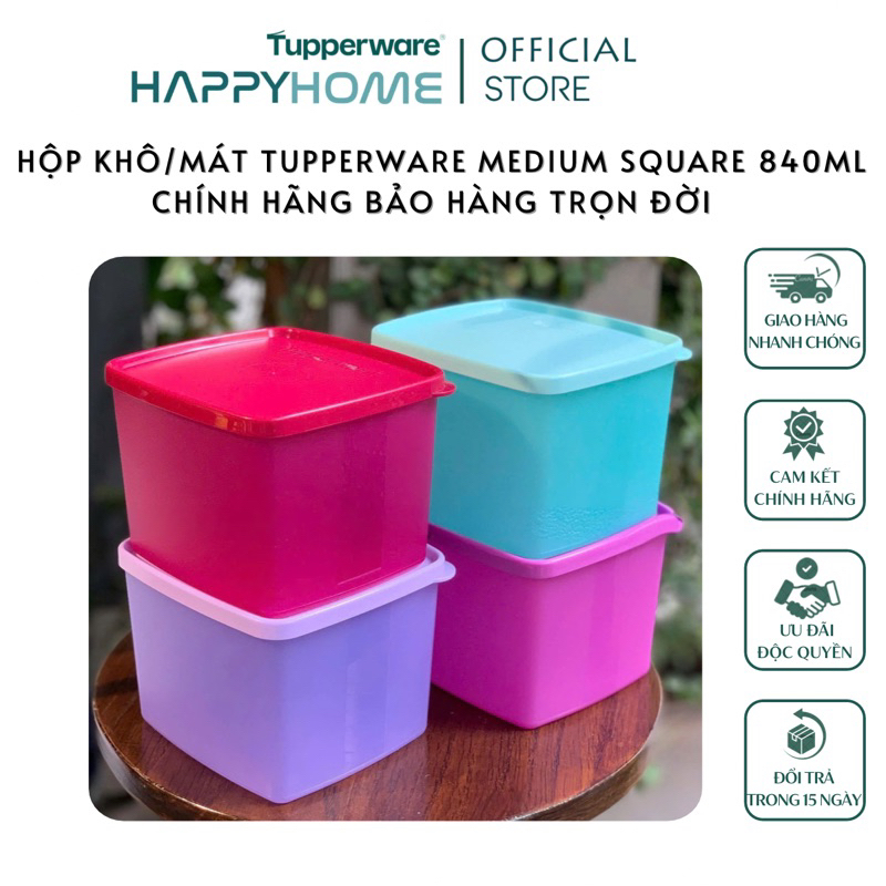 Set 4 Hộp Trữ Mát/Khô Tupperware Medium Square Round 840ML Chính Hãng ...