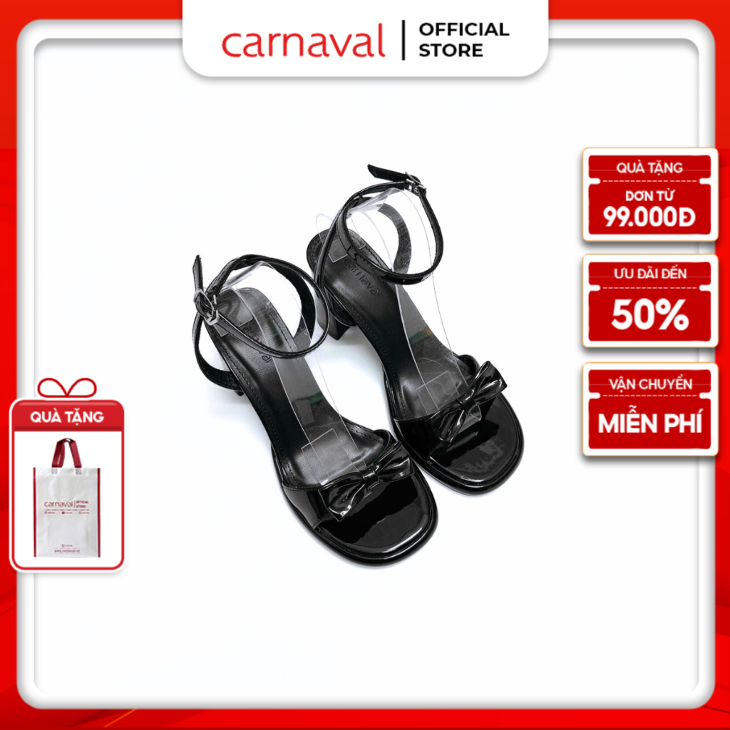 Sandal Cao Gót Nữ Quai Đính Nơ Carnaval Sang Trọng - Gót Đế Vuông 8cm ...