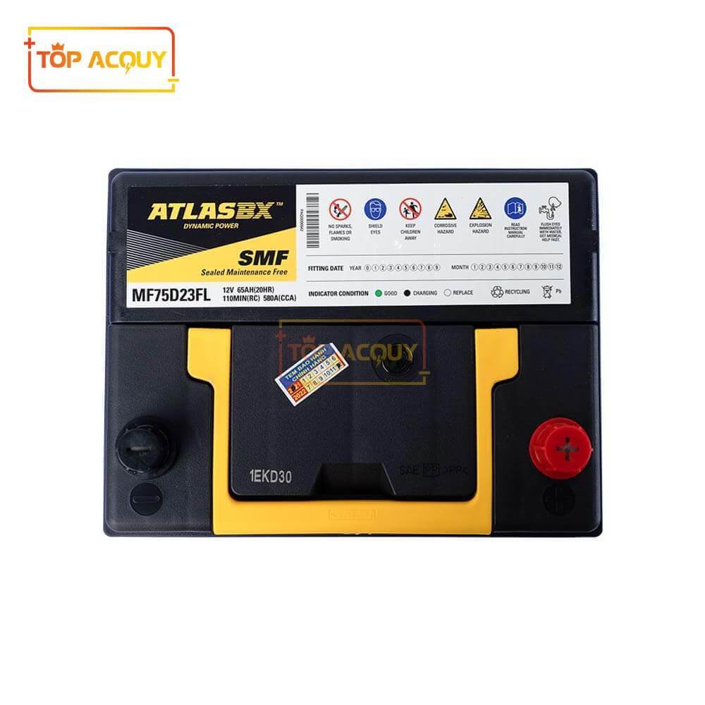Ắc quy Atlasbx 75D23L 12v - 65Ah dùng cho xe Mitsubishi Outlander ,Toyota Innova, mazda cx5 ...