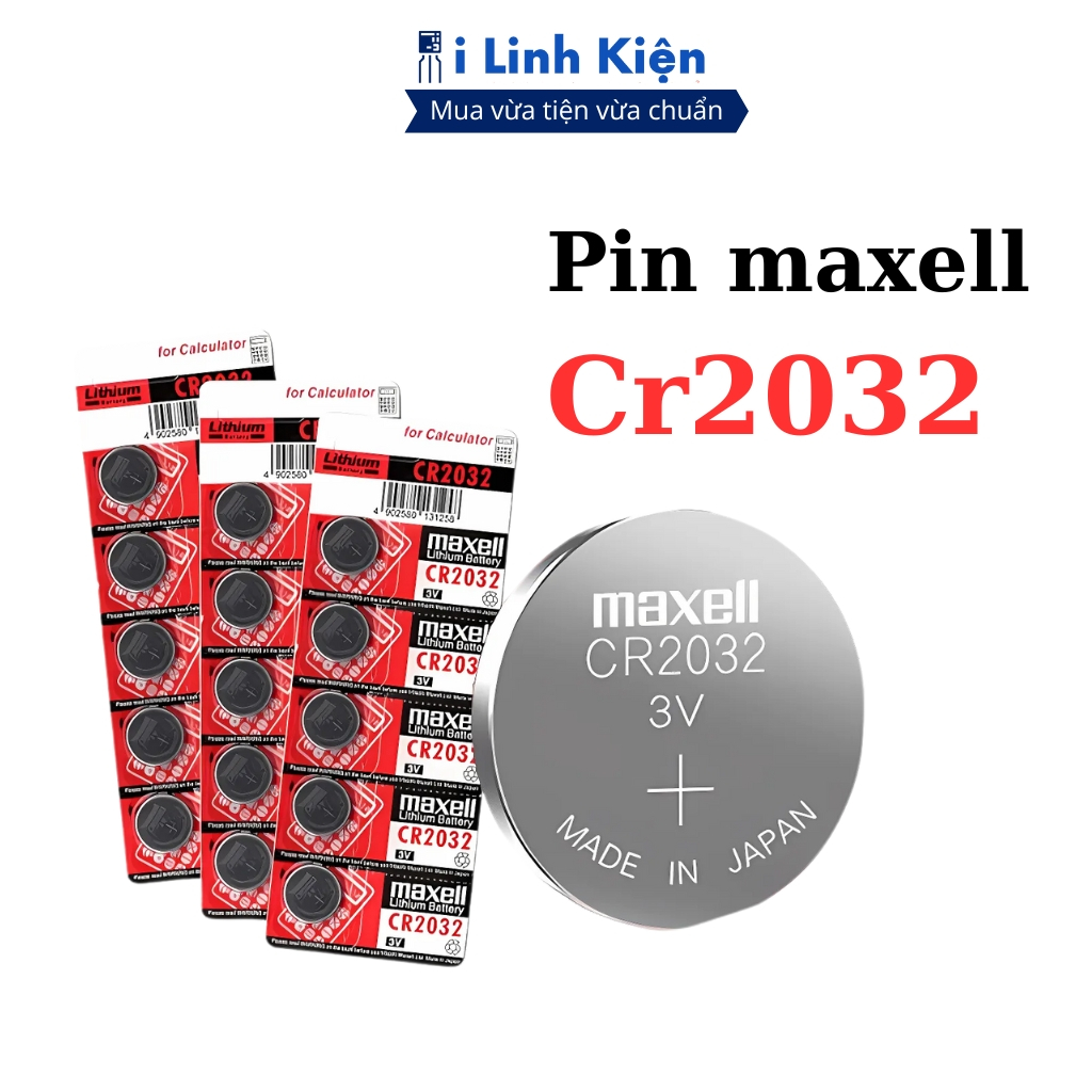 Pin 3V CR2032 Maxell vỉ 5 viên Pin cúc áo dùng cho remote, máy tính ...