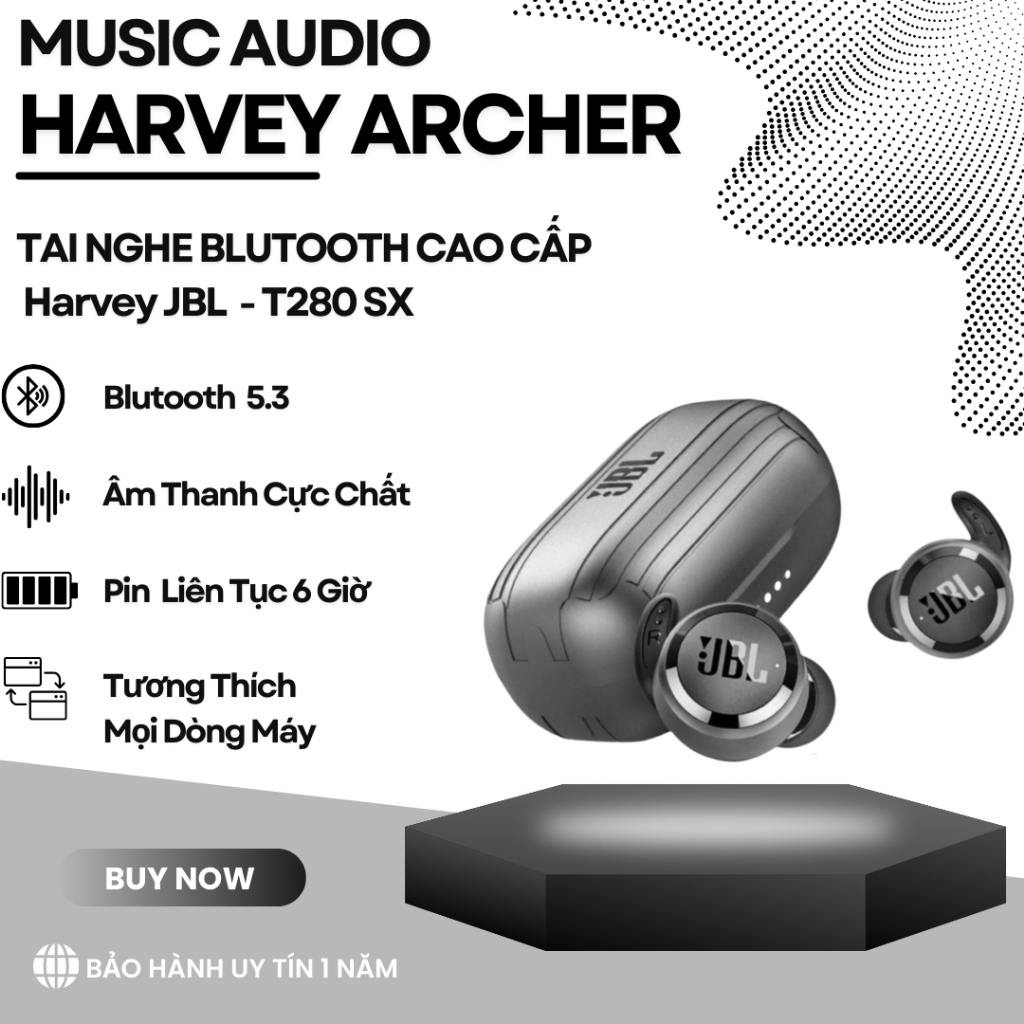 Tai Nghe Bluetooth True Wireless JBL REFELCT JBL T280 Pro TWS .Nhét Tai Âm bass mạnh mẽ, Chống ...