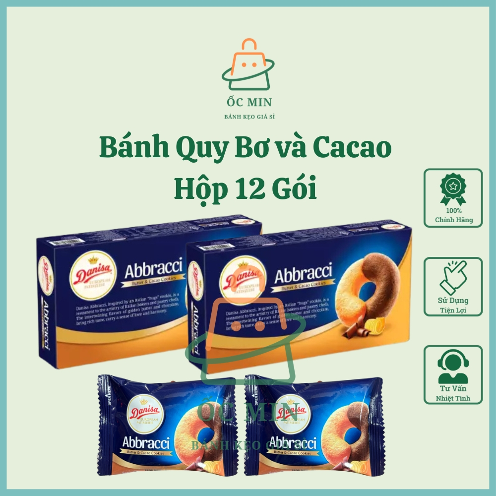 [DANISA] Bánh Quy Bơ Cacao Cao Cấp, Hộp 12 gói. Bánh Abbracci | Shopee ...