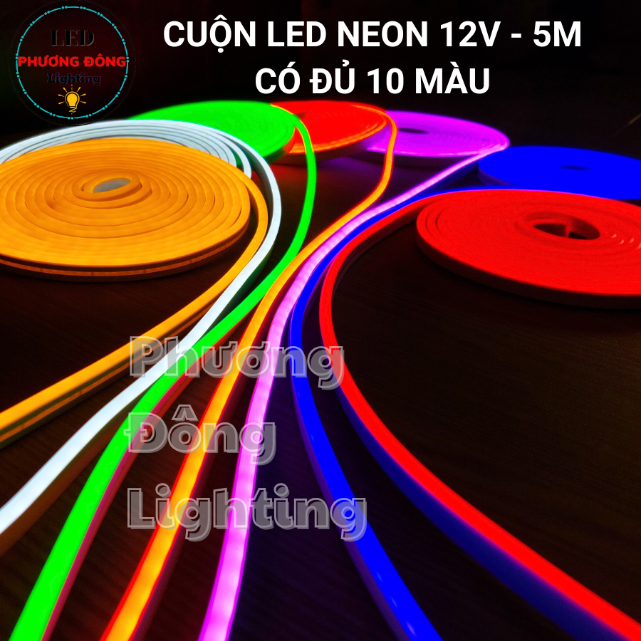 Cuộn 5m Dây đèn led neon flex (6x12)mm DC12V, không thấm nước (chưa bao ...
