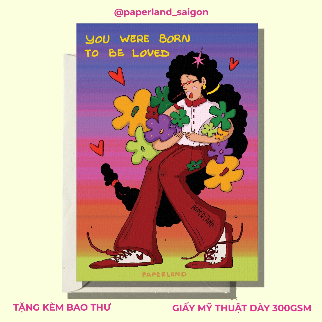 Thiệp "Born to be loved" | postcard nhắn nhủ yêu thương | giấy mỹ thuật ...