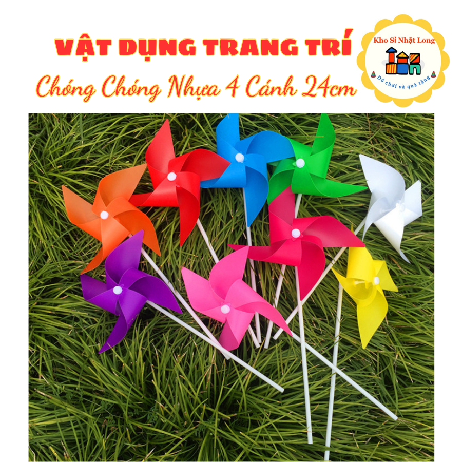 Combo 50 Chong Chóng Nhựa 4 Cánh 1 Màu 24cm Cầm Tay - Chong Chóng Que ...