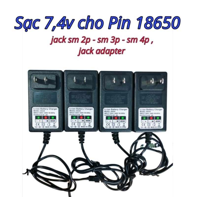 Sạc 7,4v cho pin 18650 jack kết nối Sm 2p ,3p, 4p , Adapter | Shopee ...