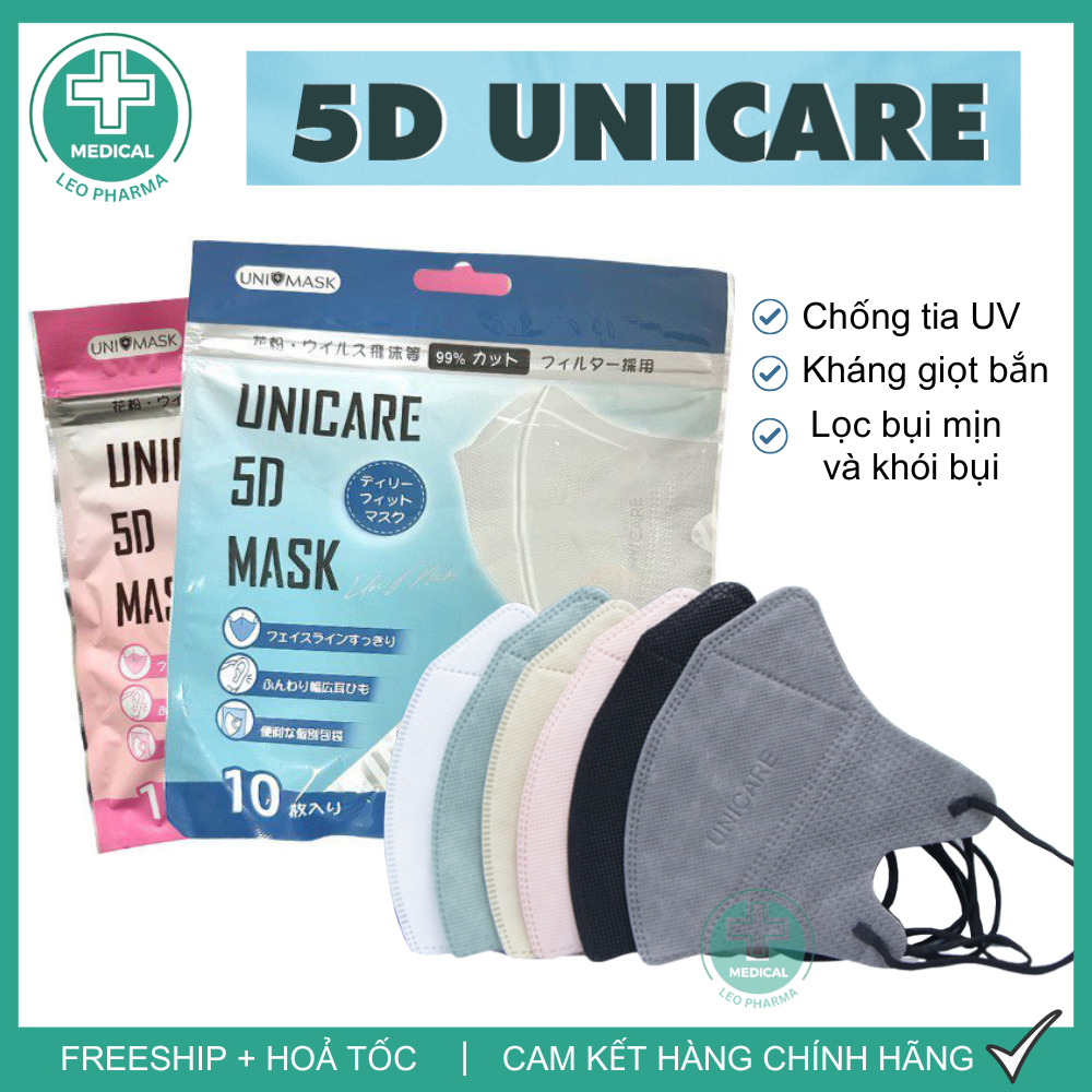 [Set 100 Cái] UNICARE Khẩu Trang 5D UNIMASK 3 Lớp, Hàng Cao Cấp Chống Bụi Mịn Chuẩn Chính Hãng ...