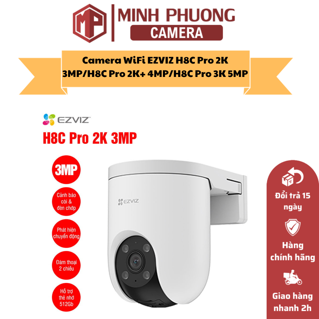 Camera WiFi EZVIZ H8C Pro 2K 3MP/H8C Pro 2K+ 4MP/H8C Pro 3K 5MP, bảo hành hãng 24 tháng | Shopee ...