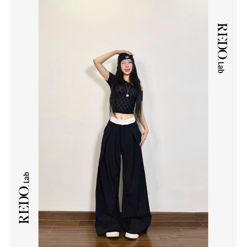 REDO.Lab - QUẦN ỐNG RỘNG LY CHÉO CẠP TRẮNG FORM RỘNG CHẤT RUBY CHÉO ...