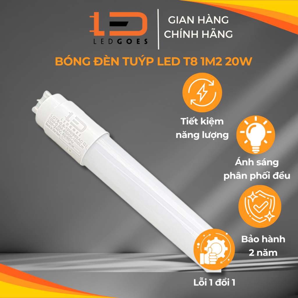 Bóng Tuýp LED T8 1m2 20W LEDGOES–Bóng Đèn Led Tiết Kiệm Điện, Không Chói, Đèn Led Siêu Sáng, Lỗi ...