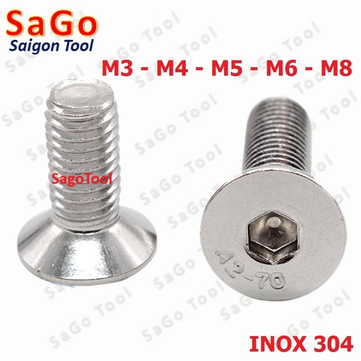 Bulong lục giác đầu bằng INOX 304 M3 M4 M5 M6 M8 10 con | Shopee Việt Nam