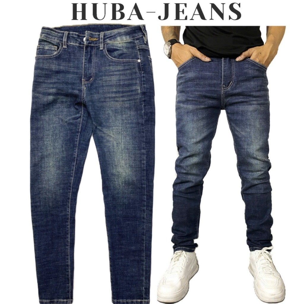 Quần jean nam HUBA-JEANS co giãn xanh TƯƠI trơn Menswear Pants Có Túi ...