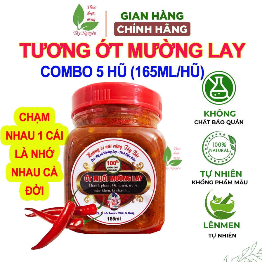 Tương ớt mường lay (combo 5 lọ, 165ml/lọ), tương ớt siêu cay, đặc sản Điện Biên, gia vị chấm ...