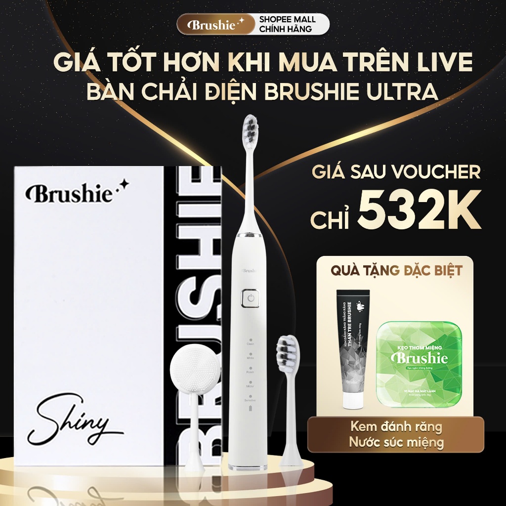 Bàn chải điện Brushie Ultra Plus tích hợp máy rửa mặt Chính Hãng phiên bản Nâng Cấp 2025 ...