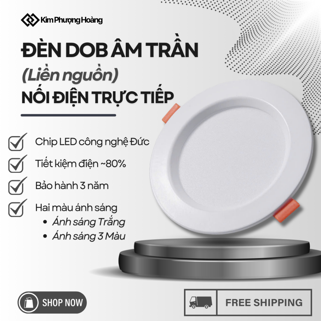 Đèn led âm trần, Đèn led Downlight, DOB liền nguồn 15W, Đèn trần thạch cao, BH 3 năm | Shopee ...