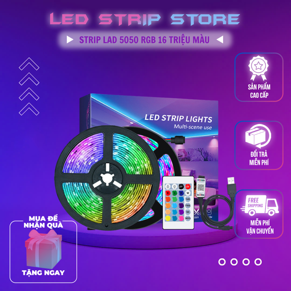 Dây Led Trang Trí Strip Led Rgb 5050, Đèn Nháy Theo Nhạc 10M 5V Điều ...