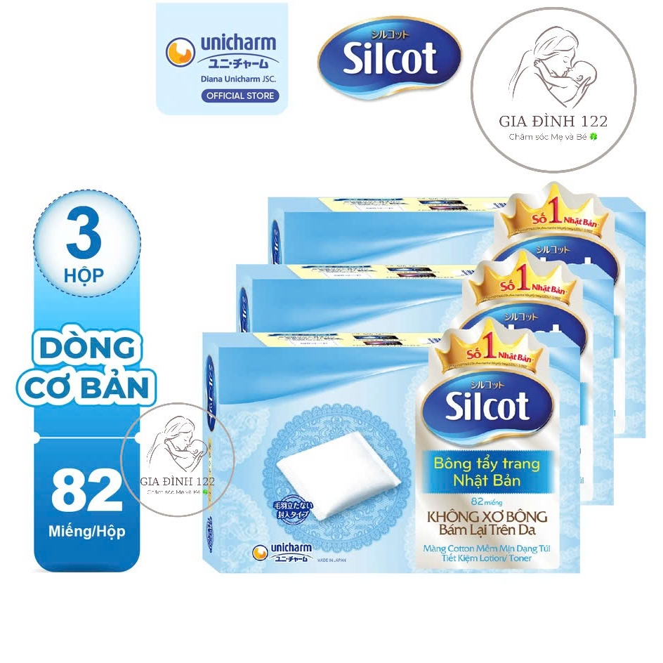 [CHÍNH HÃNG] Combo 3 hộp Bông Tẩy Trang Cao Cấp Silcot Nhật Bản 82 Miếng | Shopee Việt Nam