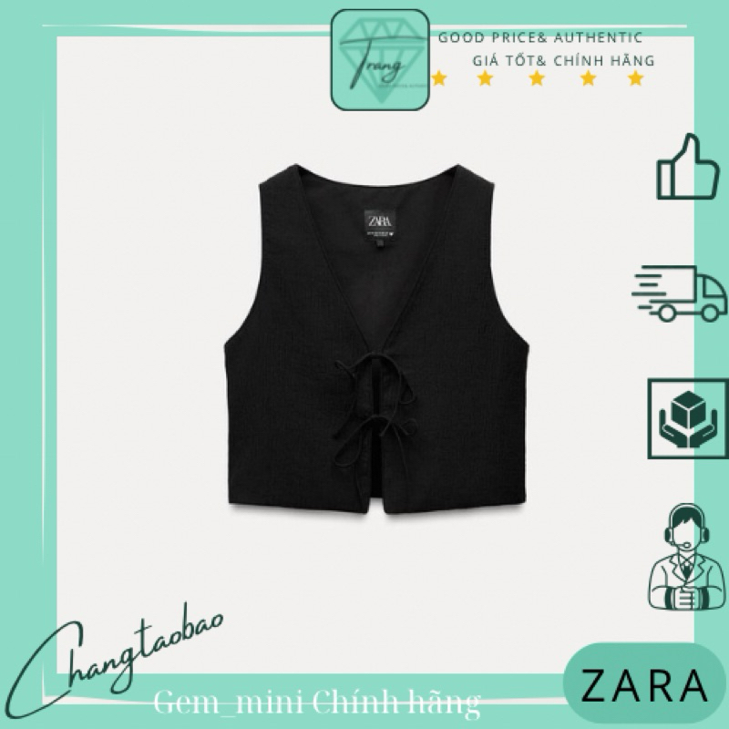 Zara Auth Áo vest gile đen cột dây size S 165/84a | Shopee Việt Nam