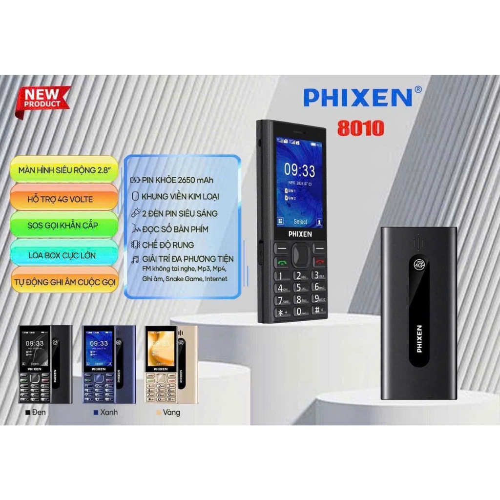 Điện thoại bàn phím PIXEN 8010 Sóng 4G 2sim Viền kim loại - BẢO HÀNH 12 THÁNG 1 ĐỔI 1 TRONG 3 ...