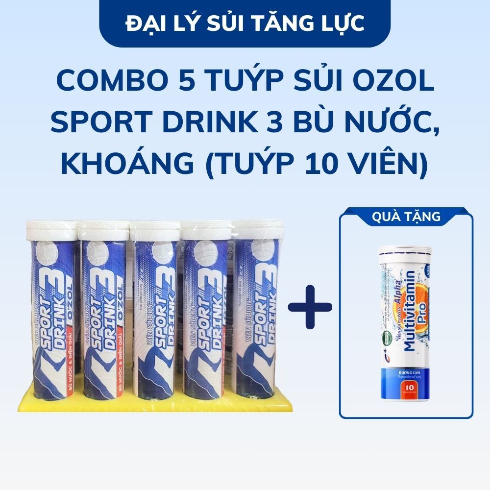 Combo 5 tuyp Viên Sủi bù nước OZOL Sport Drink( Tuyp 10 viên) + Tặng 1 ...