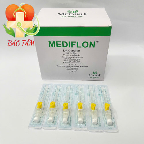 Hộp 100 cây kim luồn tĩnh mạch Mediflon 24g có cổng tim thuốc [ HÀNG ...