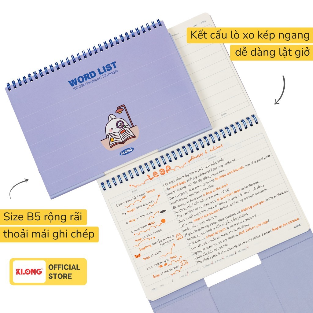Sổ học từ vựng Word List B5 120tr KLONG - sổ ghi chép tiếng Anh 100/76 | Shopee Việt Nam