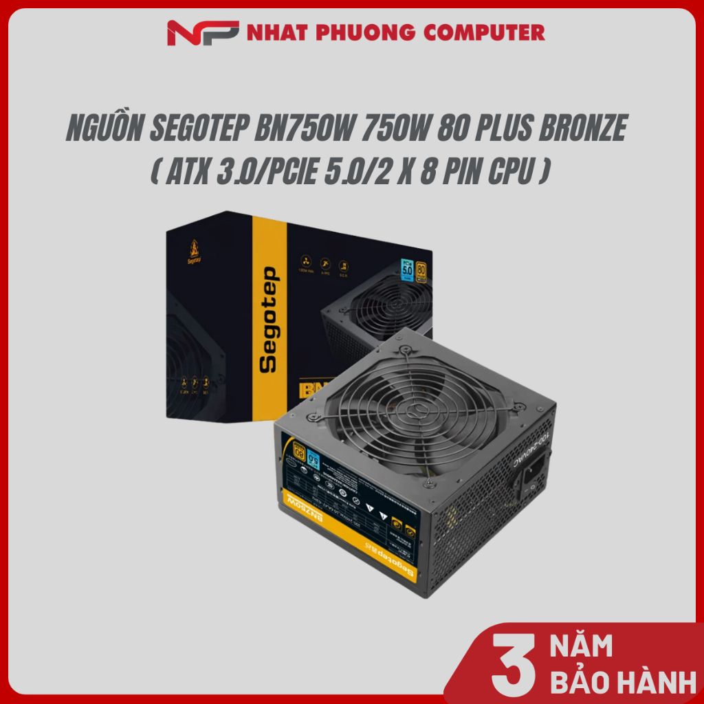Nguồn Máy Tính Segotep BN750W 750W 80 Plus Bronze ( ATX 3.0/PCIE 5.0/2 x 8 pin CPU ) - Hàng ...