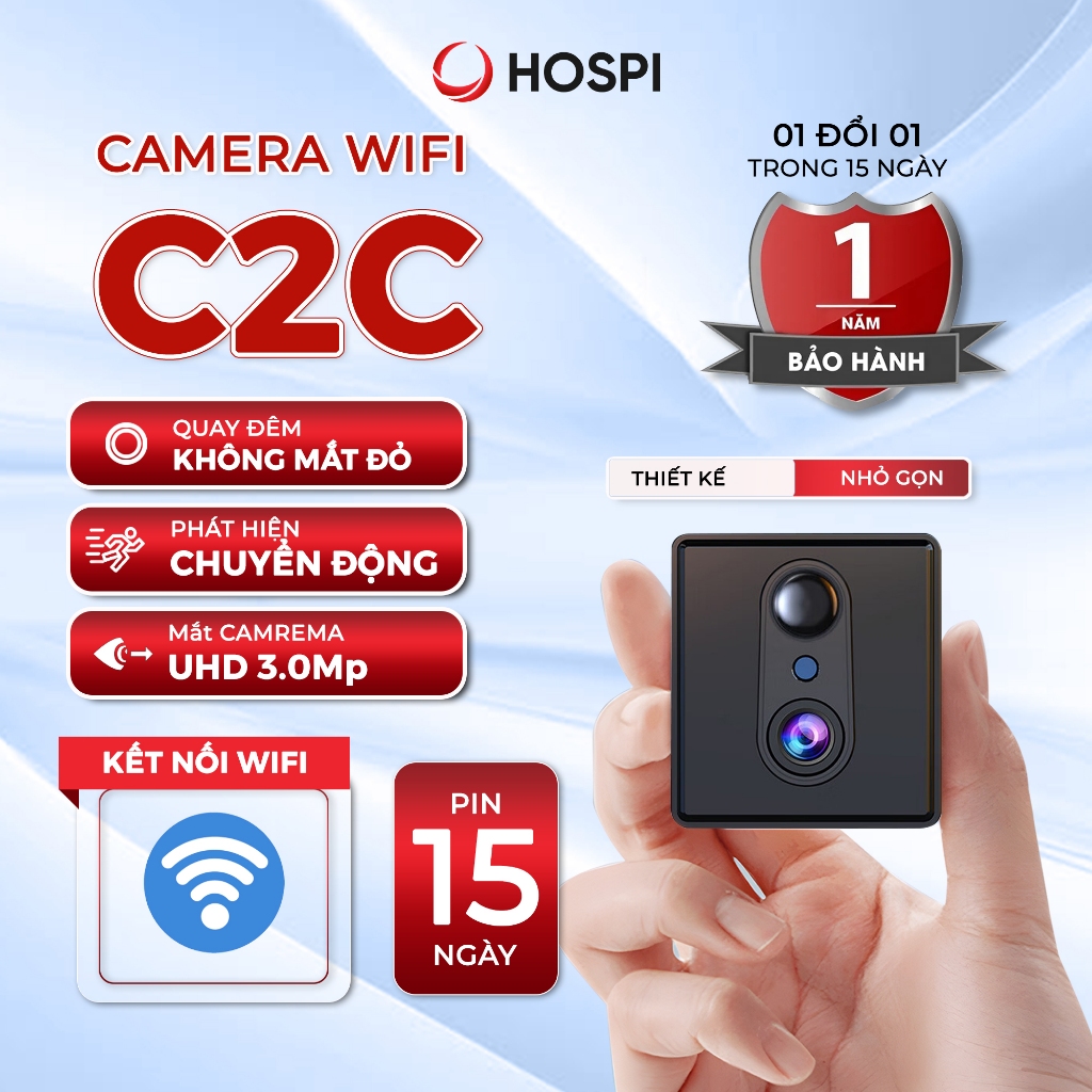 Camera Wifi Mini Hospi C2C 3.0Mp An Ninh Không Dây Giám Sát Tích Hợp Cảnh Báo Chuyển Động ...