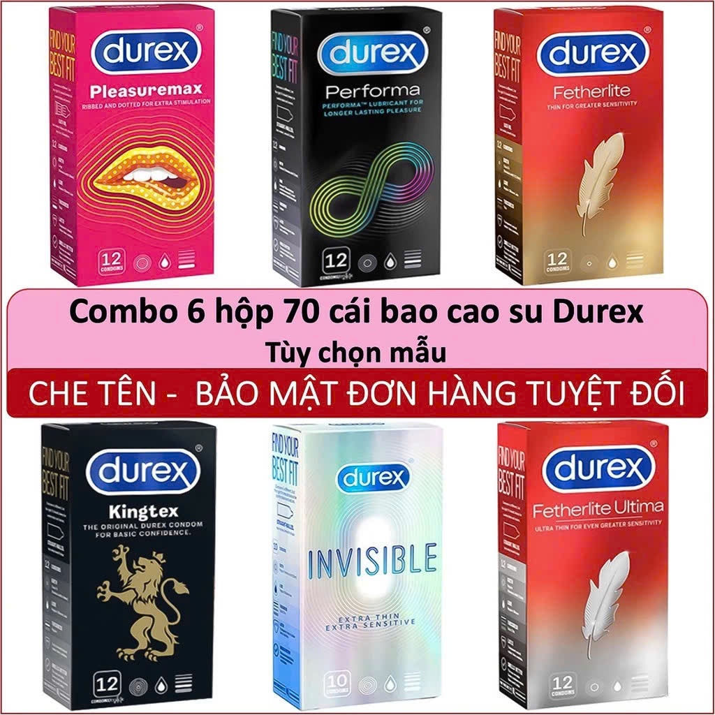 COMBO 6 HỘP 70 BAO CAO SU DUREX CHÍNH HÃNG TÙY CHỌN DÒNG PLEASUREMAX ...