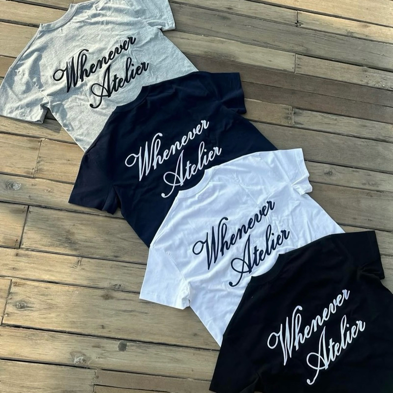 Áo thun boxy WHENEVER ATELIER SS25 LOGO THÊU vải dày dặn, hình thêu ...